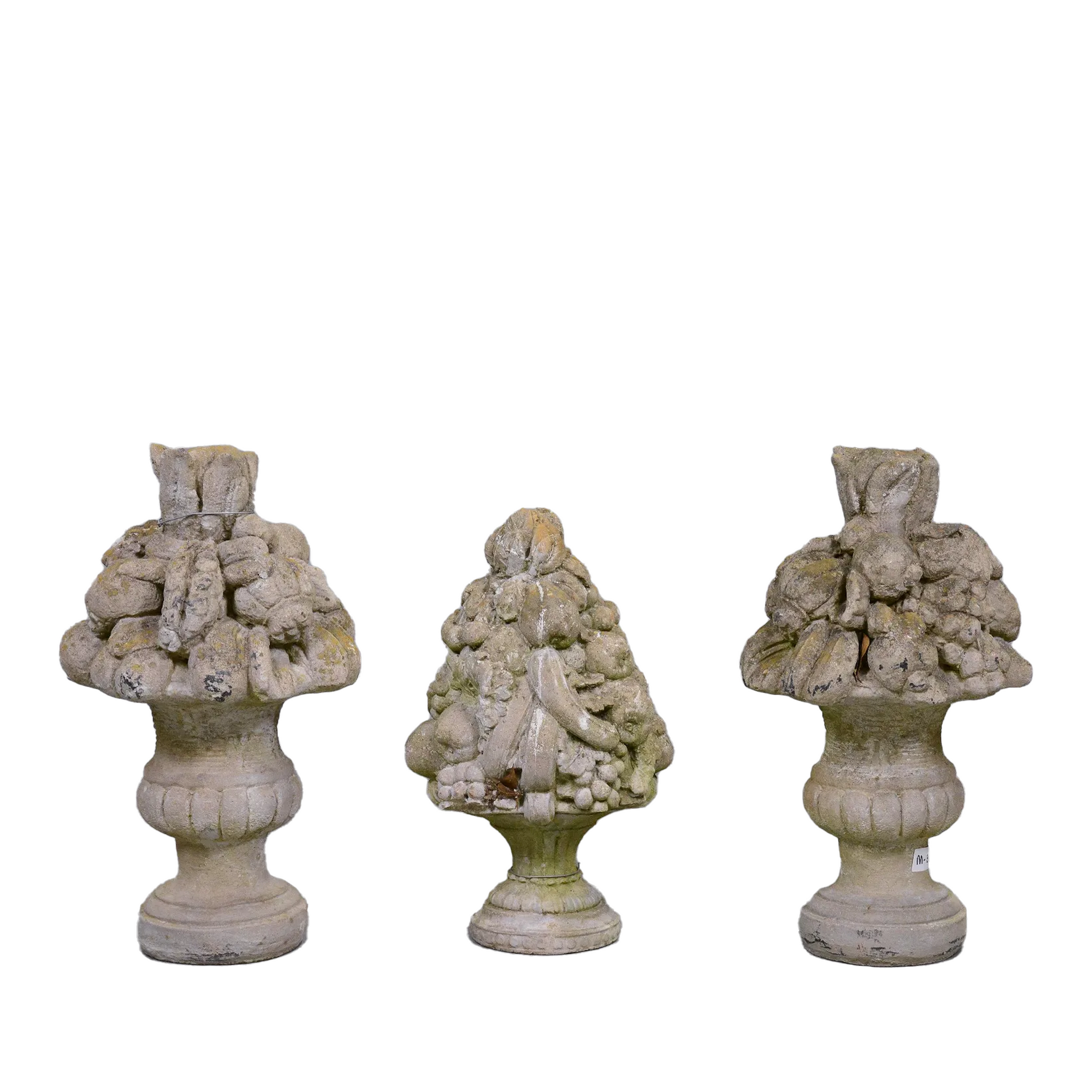 Set of Three Vintage Style Cast Stone Fruit Baskets